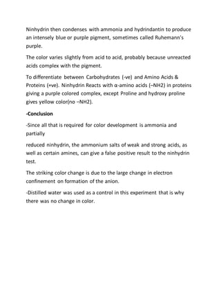 Kenyatta university ninhydrin prac assighnment | PDF