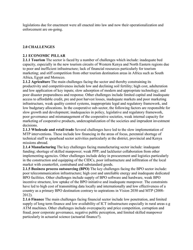 Kenya vision 2030 | DOCX | Developmental Sites | Real Estate