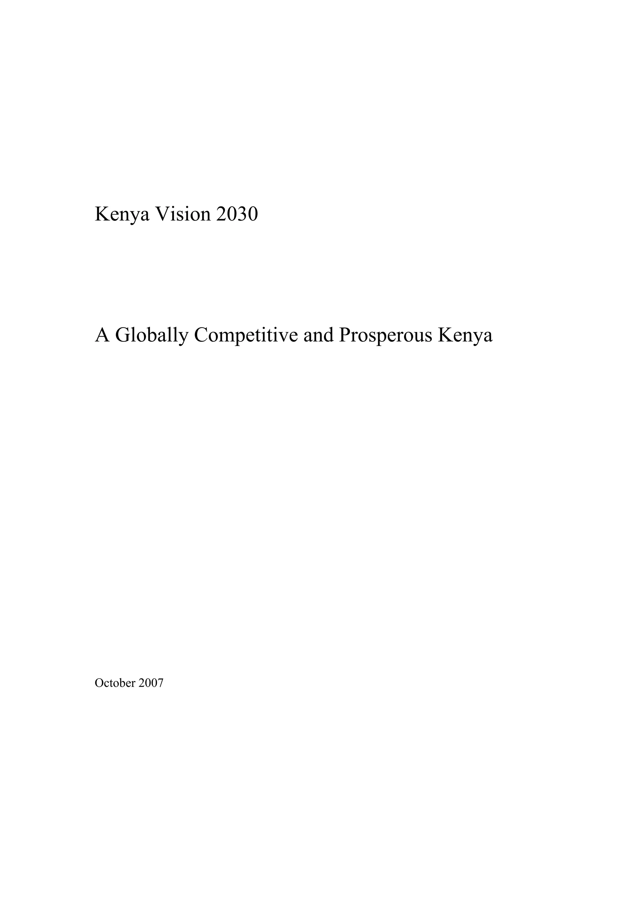 Kenya Vision 2030 Full Version | PDF