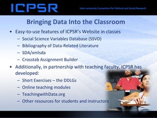 ICPSR in Education - Frederique Laubepin | PPTX