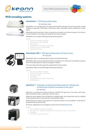 Brosura Sisteme RFID Keonn | PDF