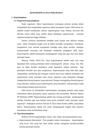 Penjelasan tentang Kepemimpinan Dan Perubahan.docx