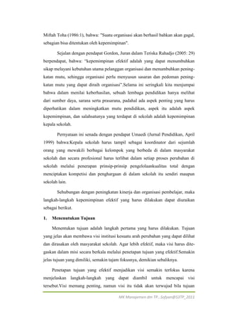 Kepemimpinan efektif untuk meningkatkan kinerja organisasi pembelajar | PDF