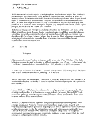 Kepemimpinan guru besar dalam organisasi sekolah | DOCX