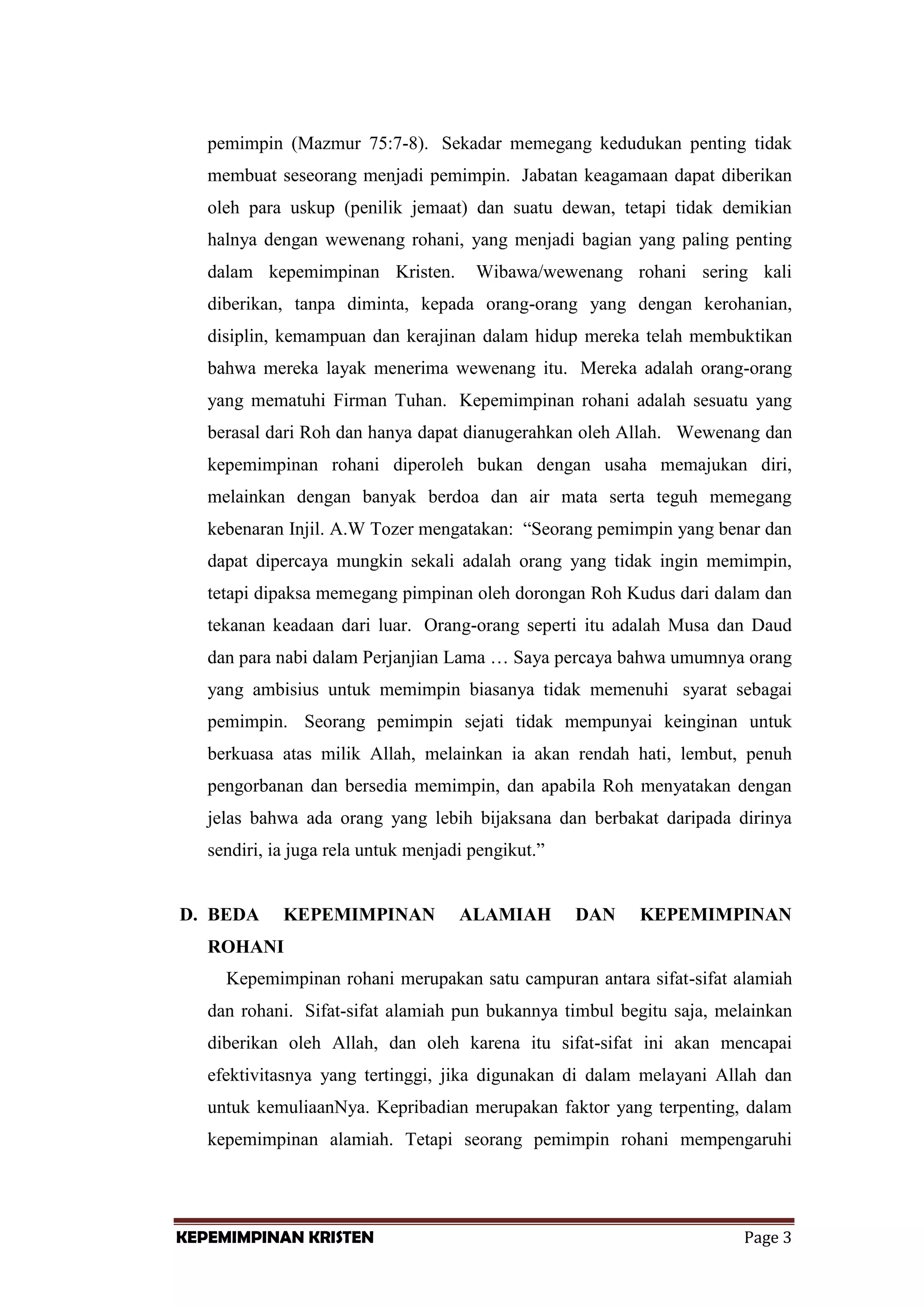 Kepemimpinan kristen | DOCX