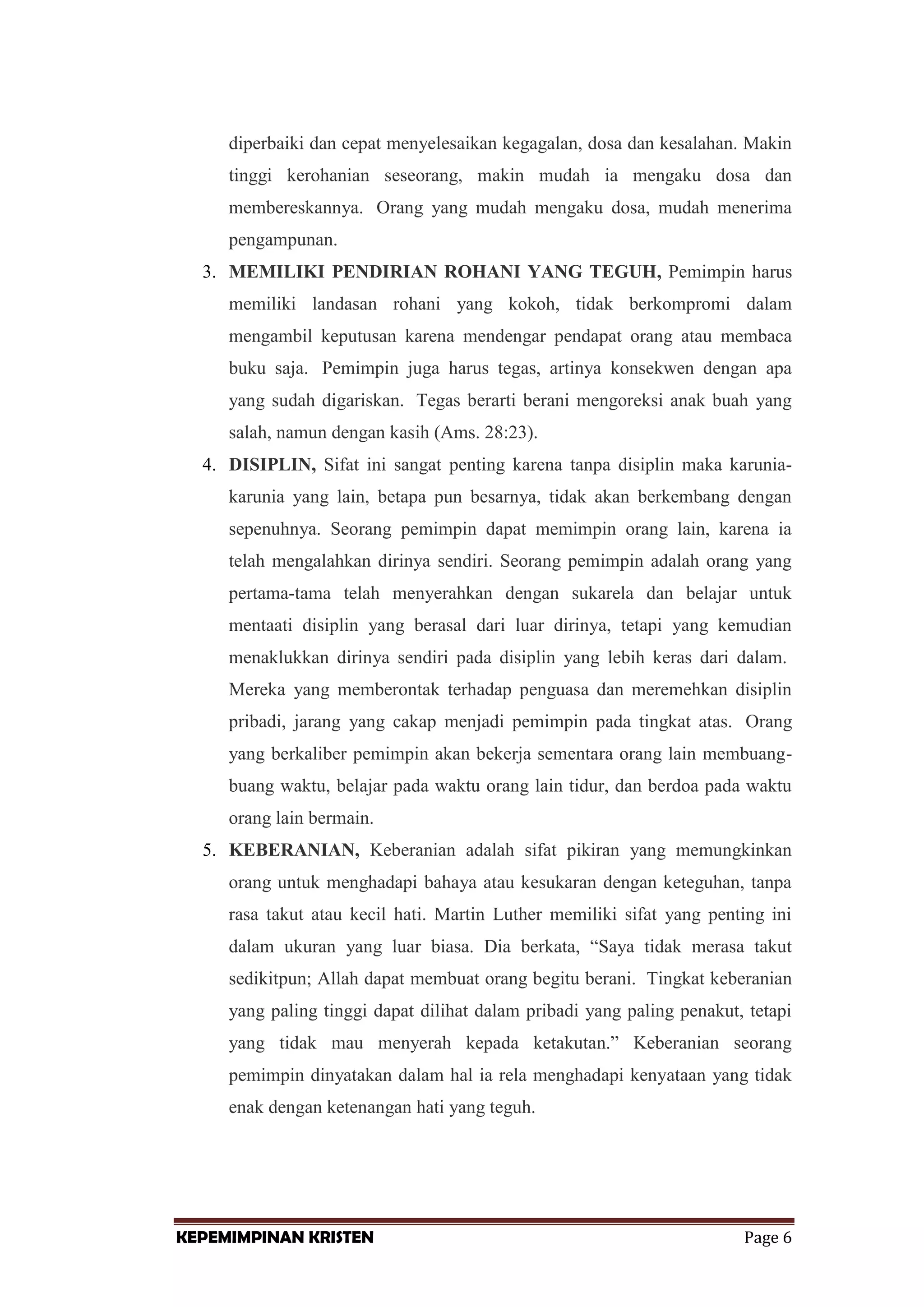 Kepemimpinan kristen | DOCX