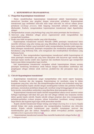 Kepemimpinan transaksional | DOCX