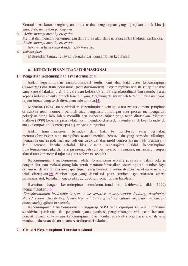 Kepemimpinan transaksional | DOCX