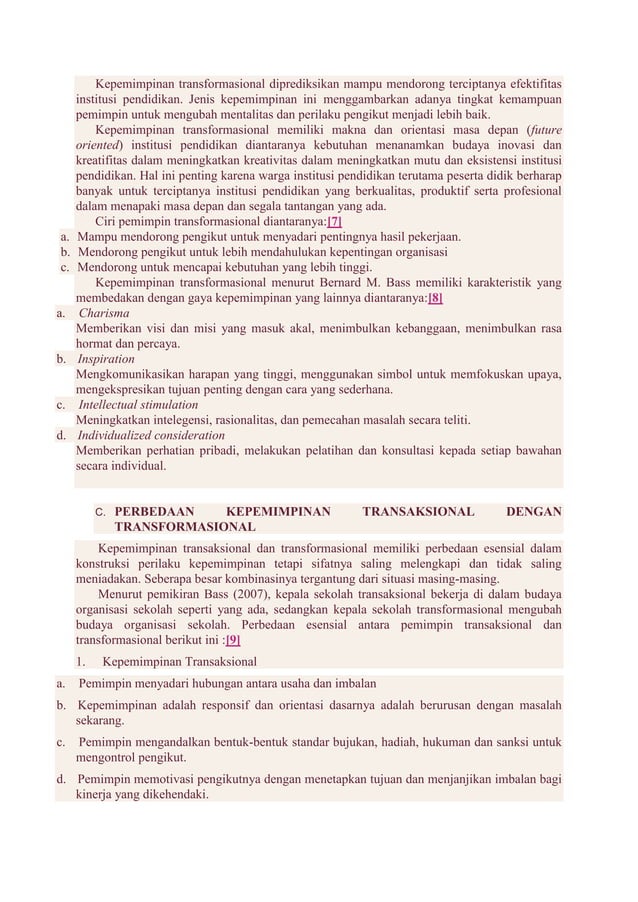 Kepemimpinan transaksional | DOCX
