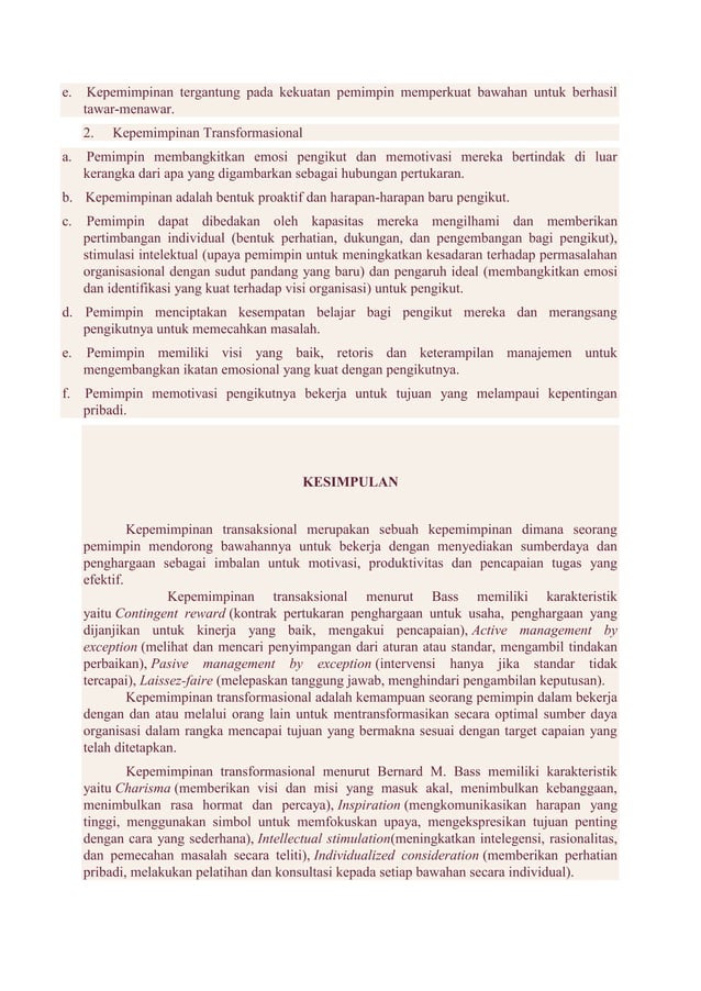 Kepemimpinan transaksional | DOCX