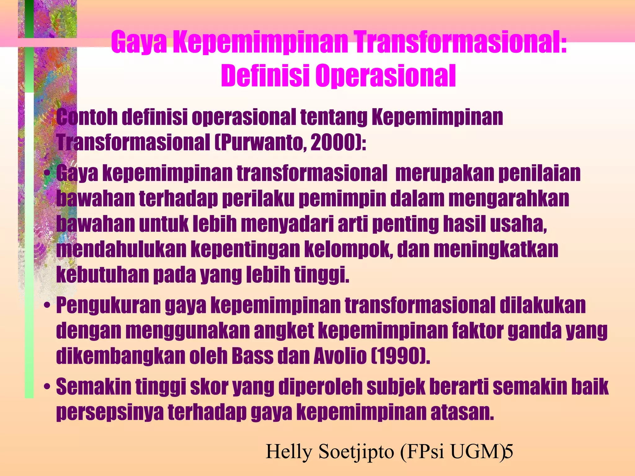 Kepemimpinan transaksional transformasional | PPT