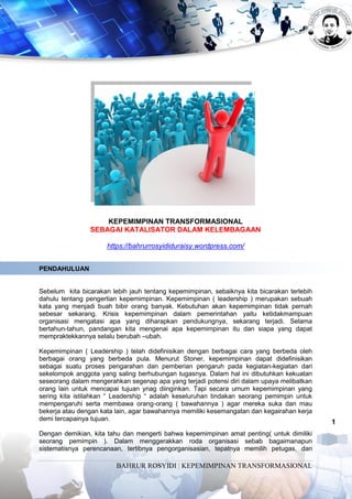 Kepemimpinan transformasional | PDF