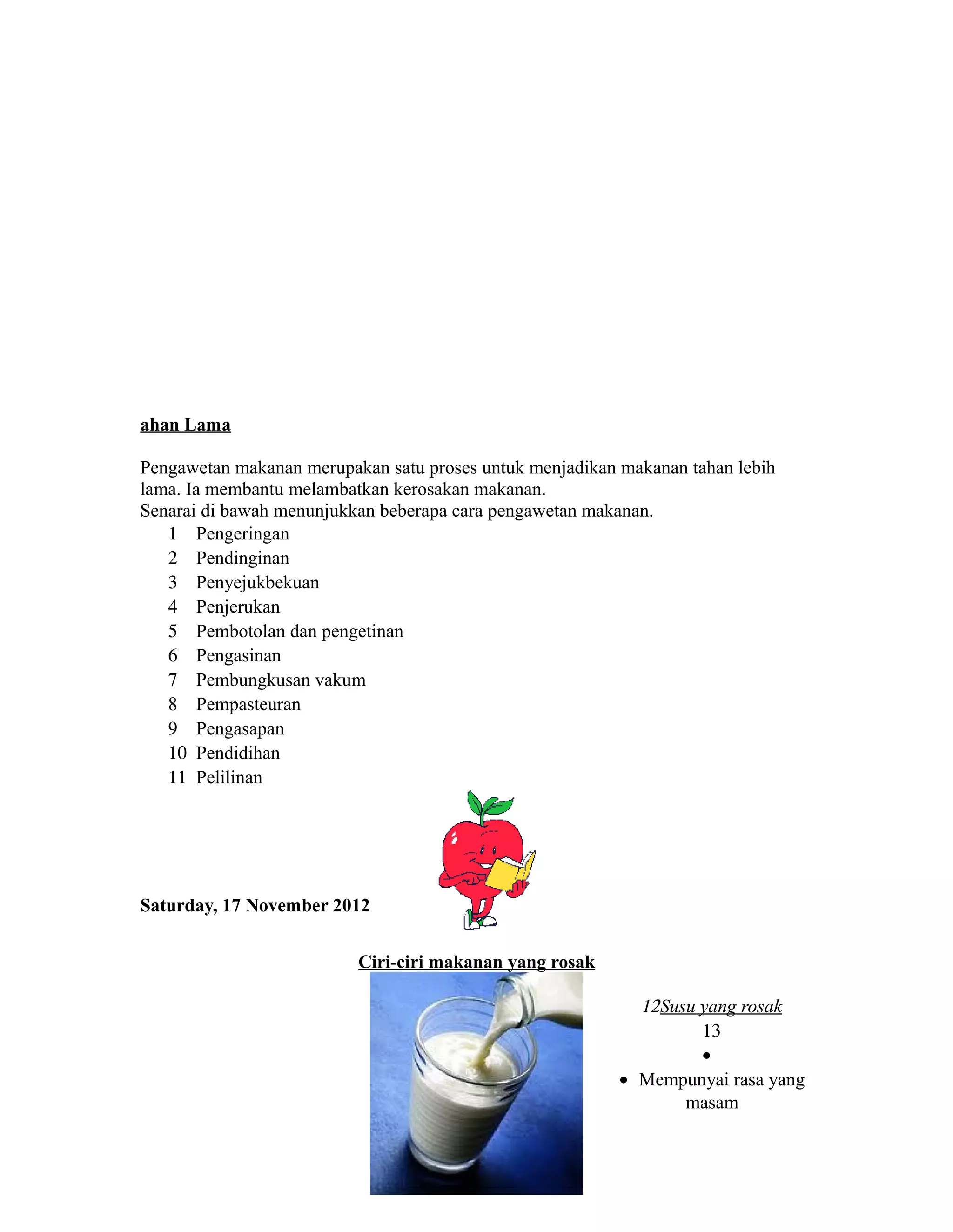 Kepentingan pengawetan makanan | DOC