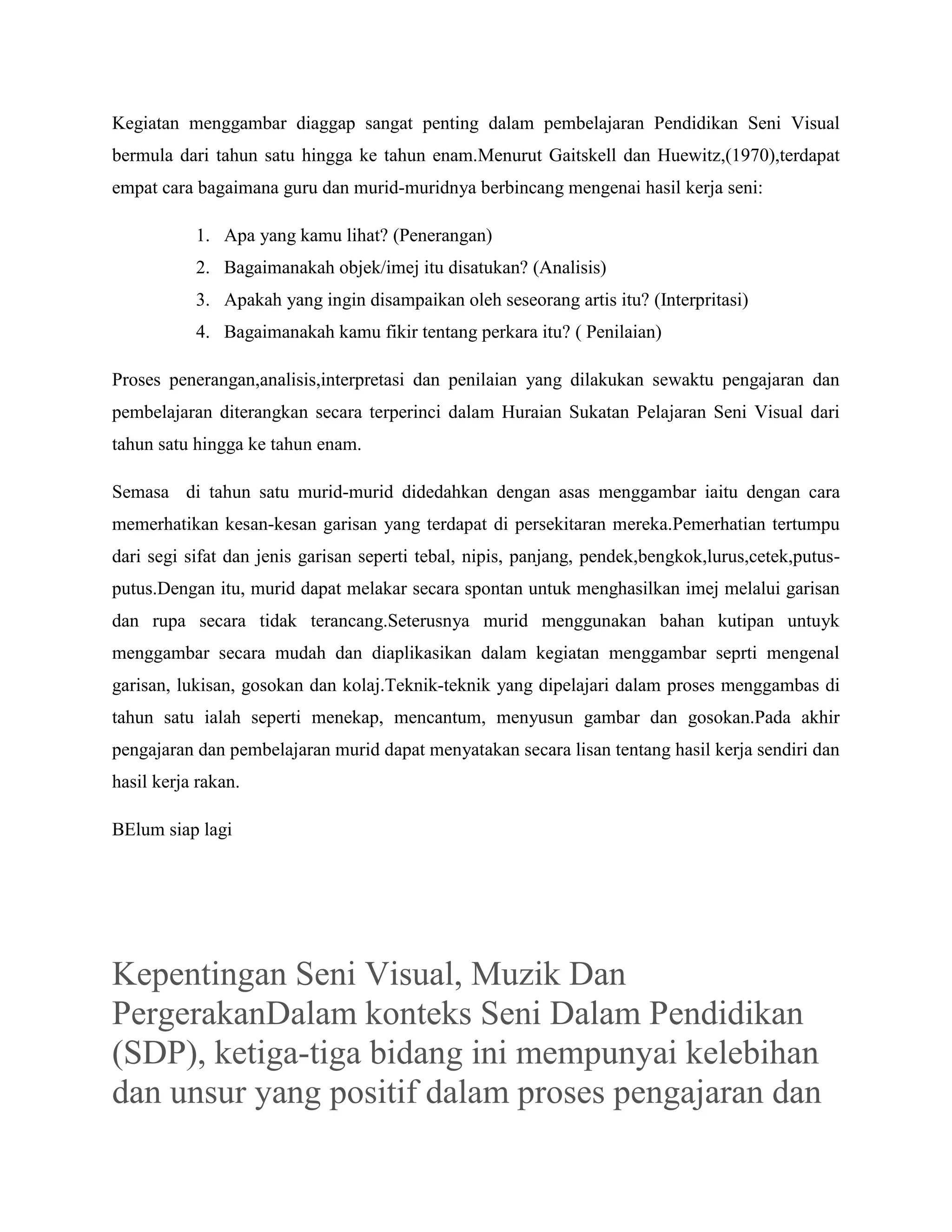 Kepentingan seni visual bahan psv | DOCX