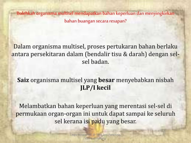 Keperluan sistem pengangkutan dalam organisma multisel | PPTX