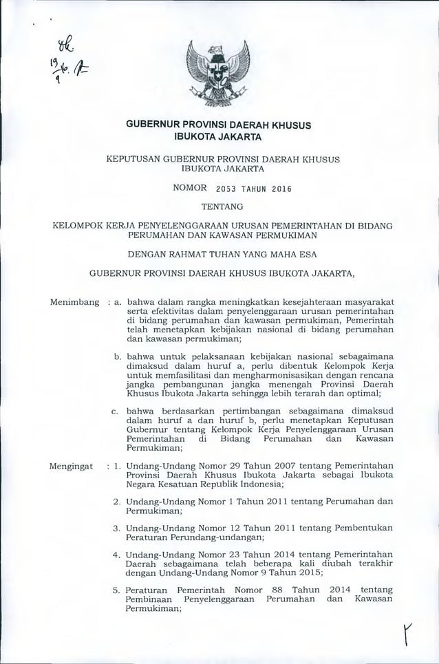 Keputusan Gubernur Prov. DKI Jakarta no.2053 Tahun 2016 | PDF