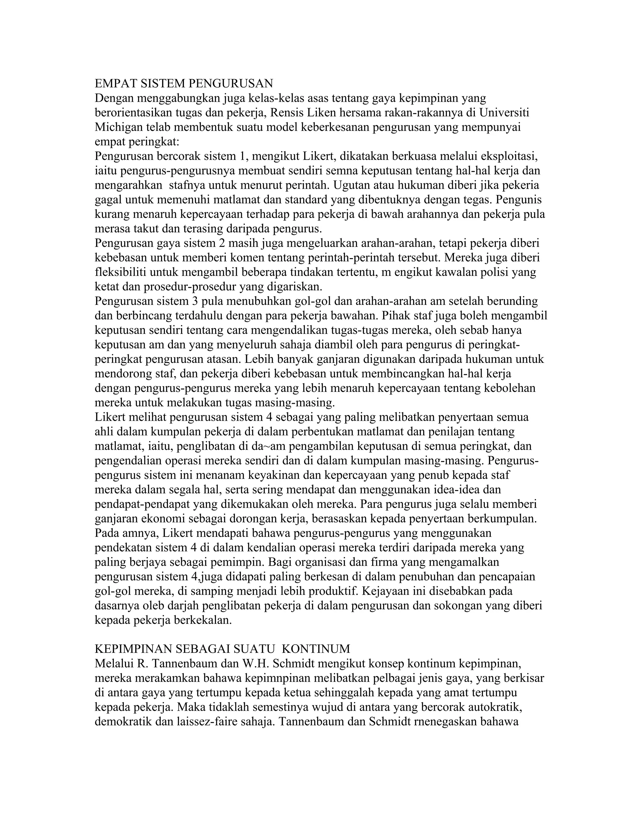 Kepimpinan fungsi kepimpinan pengurusan | DOC