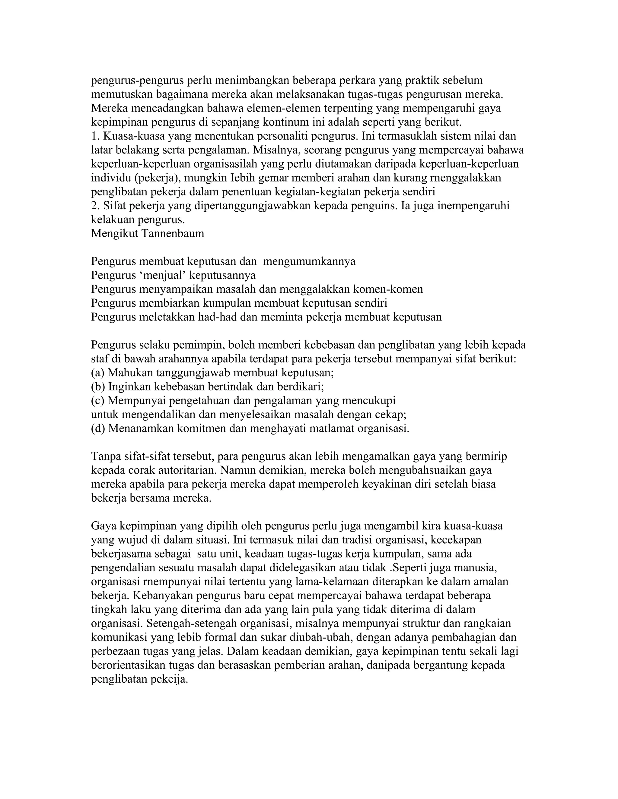 Kepimpinan fungsi kepimpinan pengurusan | DOC