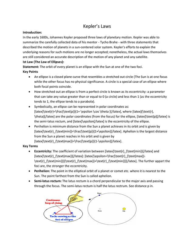 Keplers laws | PDF
