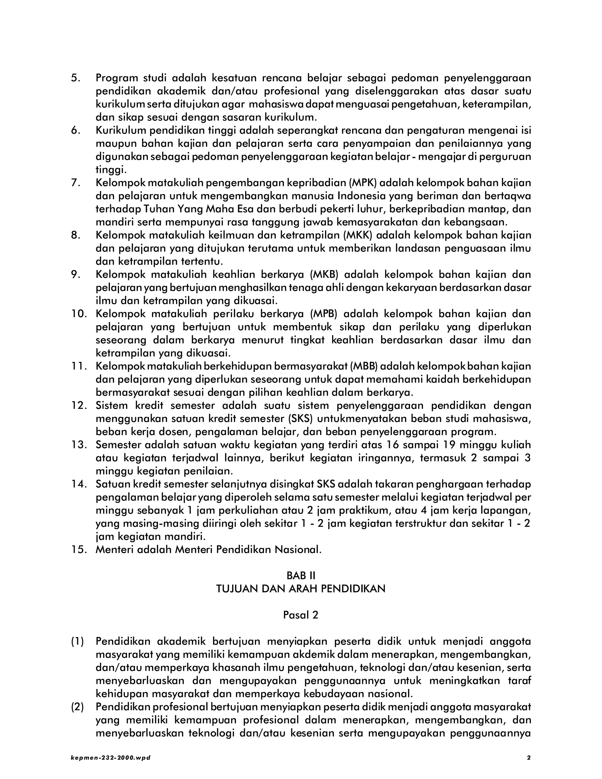 Kepmen232 u-2000 penyusunankurikulum | PDF