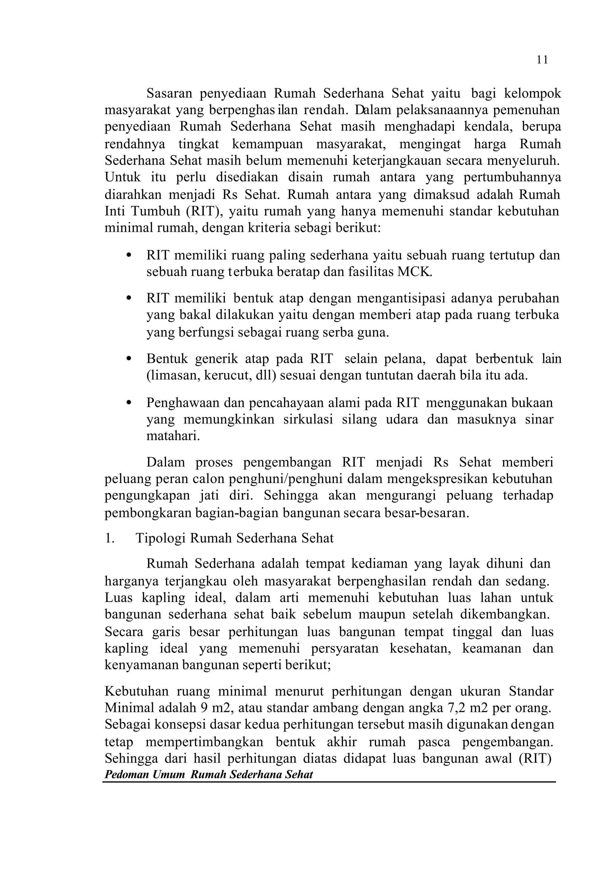 PEDOMAN TEKNIS PEMBANGUNAN RUMAH SEDERHANA SEHAT (Rs SEHAT) - 403/KPTS/M/2002 | PDF
