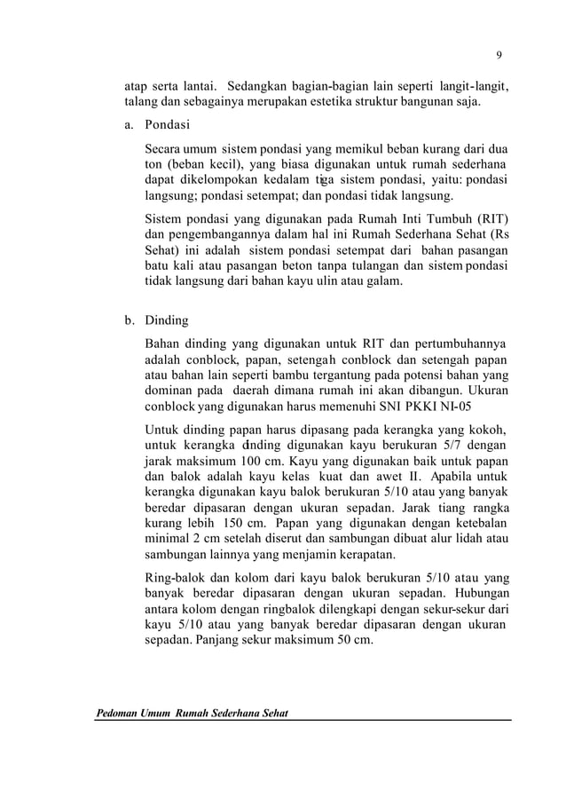 PEDOMAN TEKNIS PEMBANGUNAN RUMAH SEDERHANA SEHAT (Rs SEHAT) - 403/KPTS ...