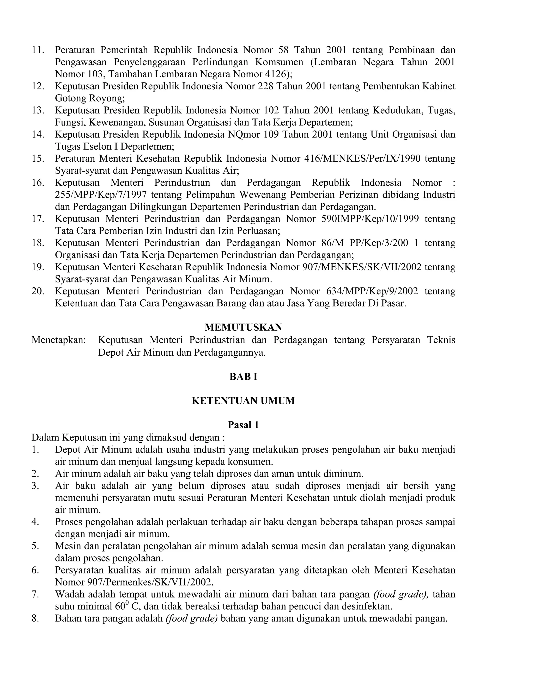 Kepmen651tentang usaha air minum | PDF