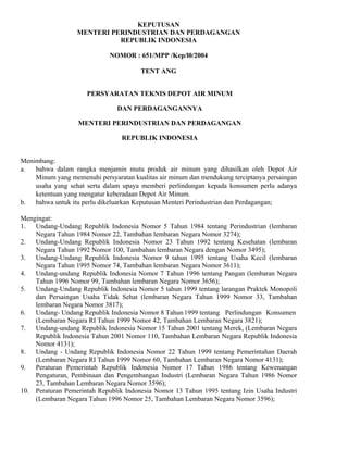 Kepmen651tentang usaha air minum | PDF