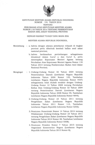 Kepmenag ri no 186 tahun 2016 tentang perubahan atas keputusan menag no 118 tahun 2014 tentang ...