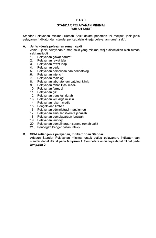 Kepmenkes no-129-tahun-2008-standar-pelayanan-minimal-rs | PDF