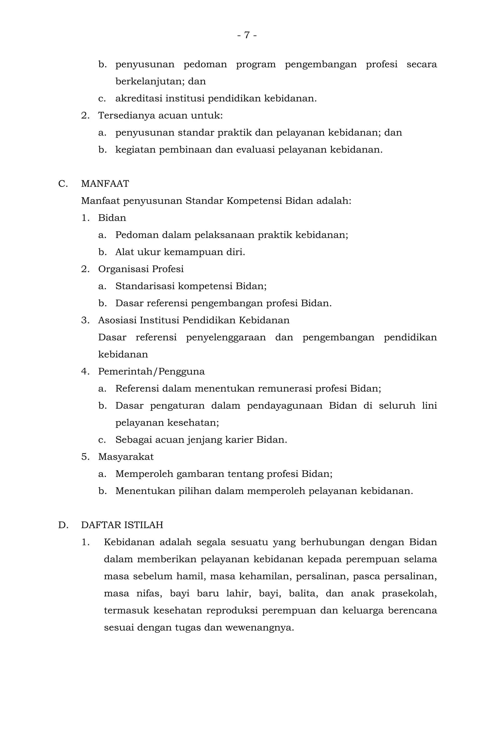 Kepmenkes 320 tahun 2020 tentang standar profesi bidan | PDF