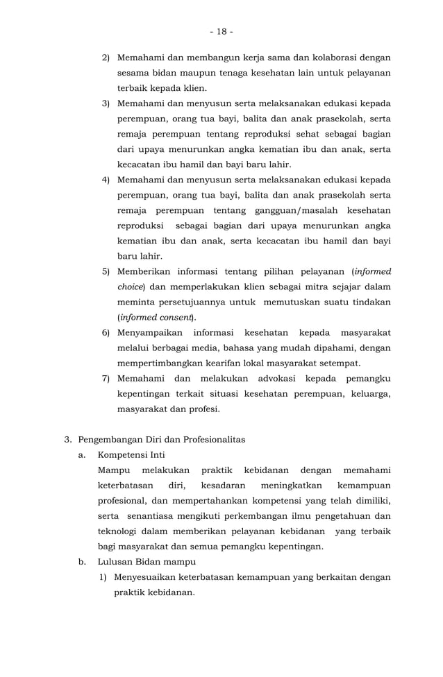 Kepmenkes 320 tahun 2020 tentang standar profesi bidan | PDF