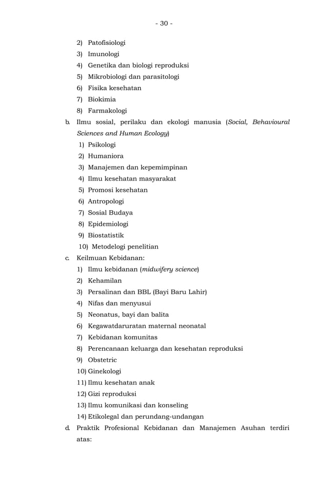 Kepmenkes 320 tahun 2020 tentang standar profesi bidan | PDF