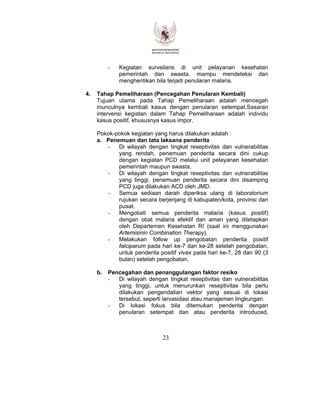 Kepmenkes no 293 tahun 2009 tentang Eliminasi Malaria | PDF