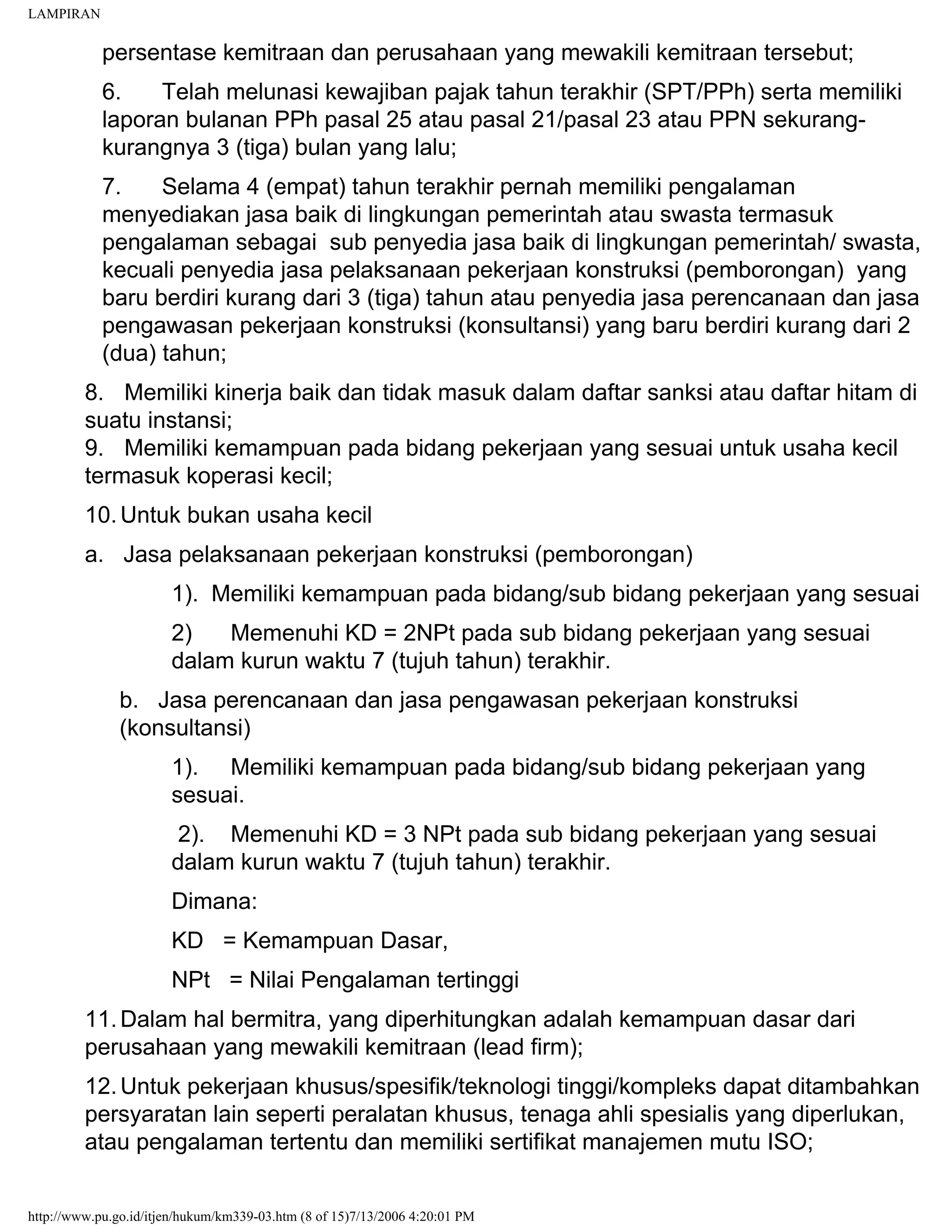 Kepmen kimpraswil no 339 2003 | PDF