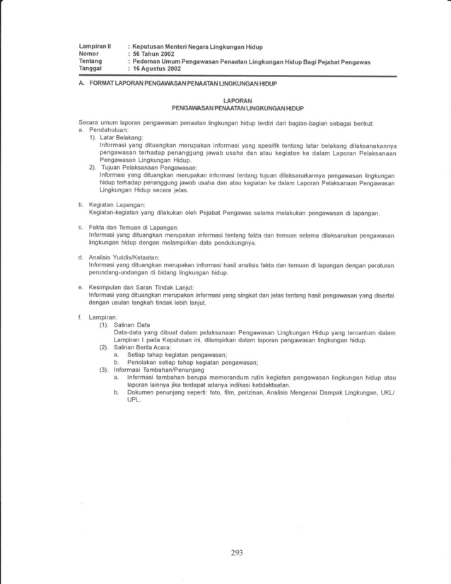 Kepmen LH Nomor 56 tahun 2002 tentang Pedoman Umum PPLH | PDF