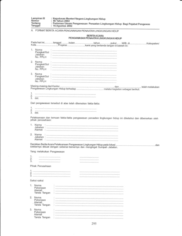 Kepmen LH Nomor 56 tahun 2002 tentang Pedoman Umum PPLH | PDF