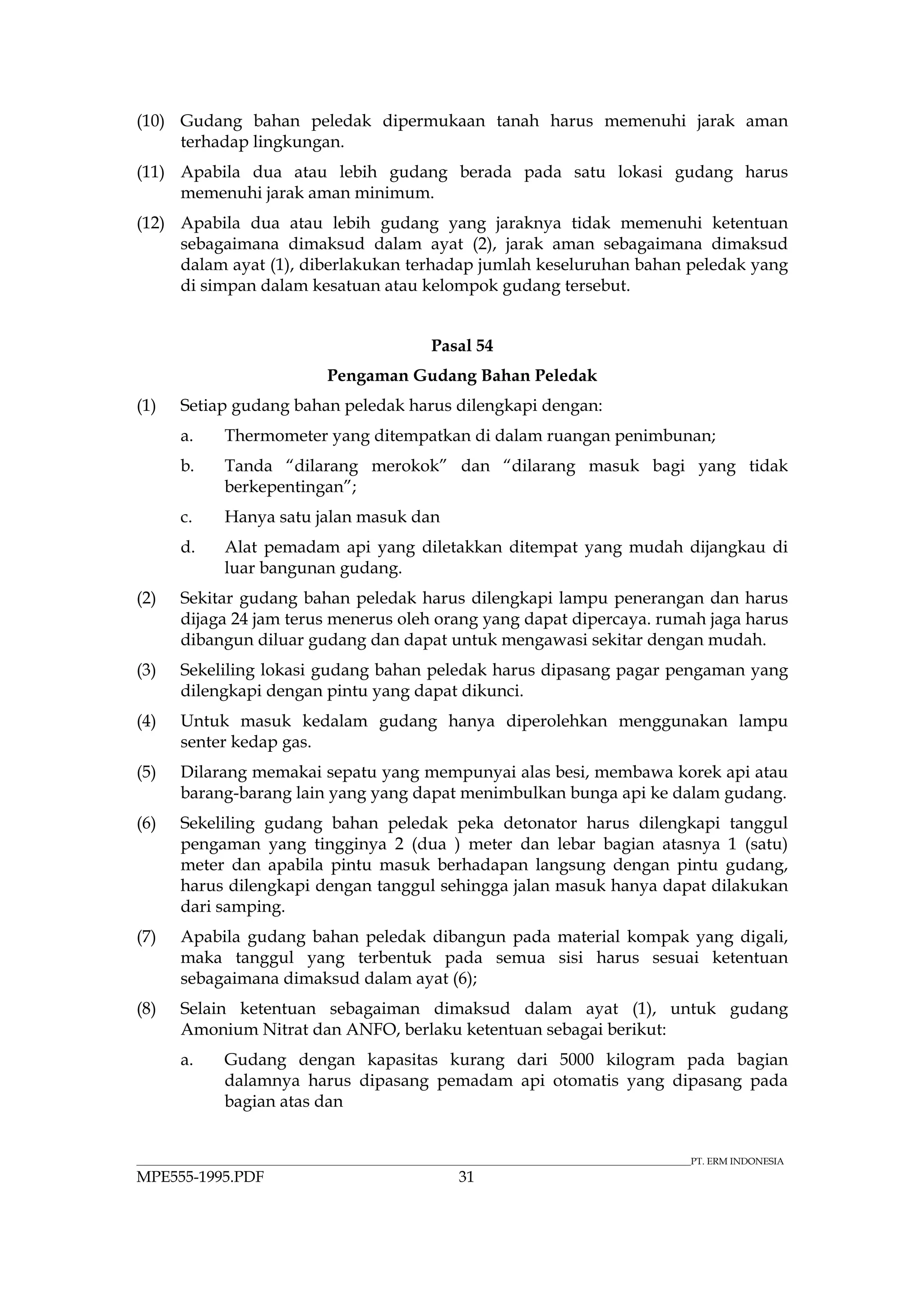 Kepmen mentamben 555k tahun 1995 keselamatan kesehatan kerja pertambangan umum | PDF