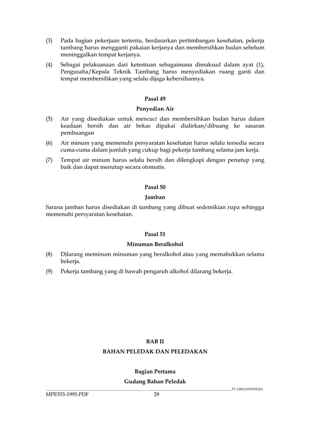 Kepmen mentamben 555k tahun 1995 keselamatan kesehatan kerja pertambangan umum | PDF