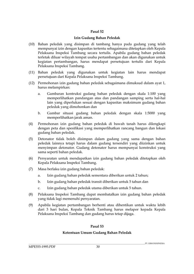 Kepmen mentamben 555k tahun 1995 keselamatan kesehatan kerja pertambangan umum | PDF