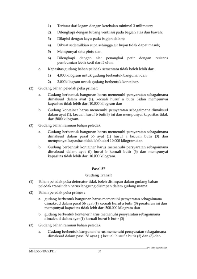 Kepmen mentamben 555k tahun 1995 keselamatan kesehatan kerja pertambangan umum | PDF
