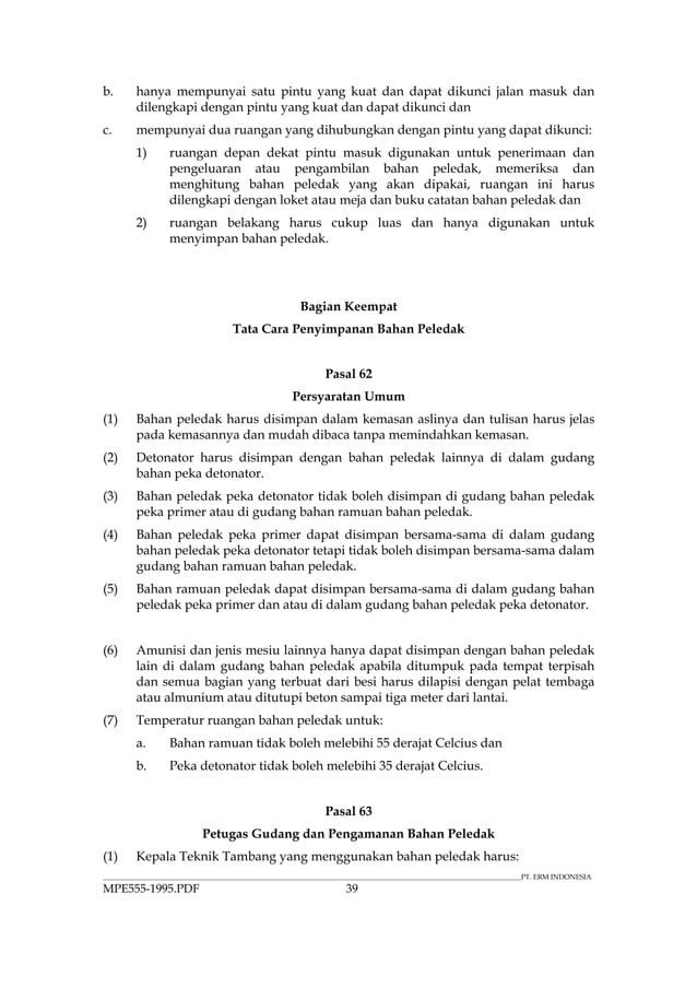 Kepmen mentamben 555k tahun 1995 keselamatan kesehatan kerja pertambangan umum | PDF