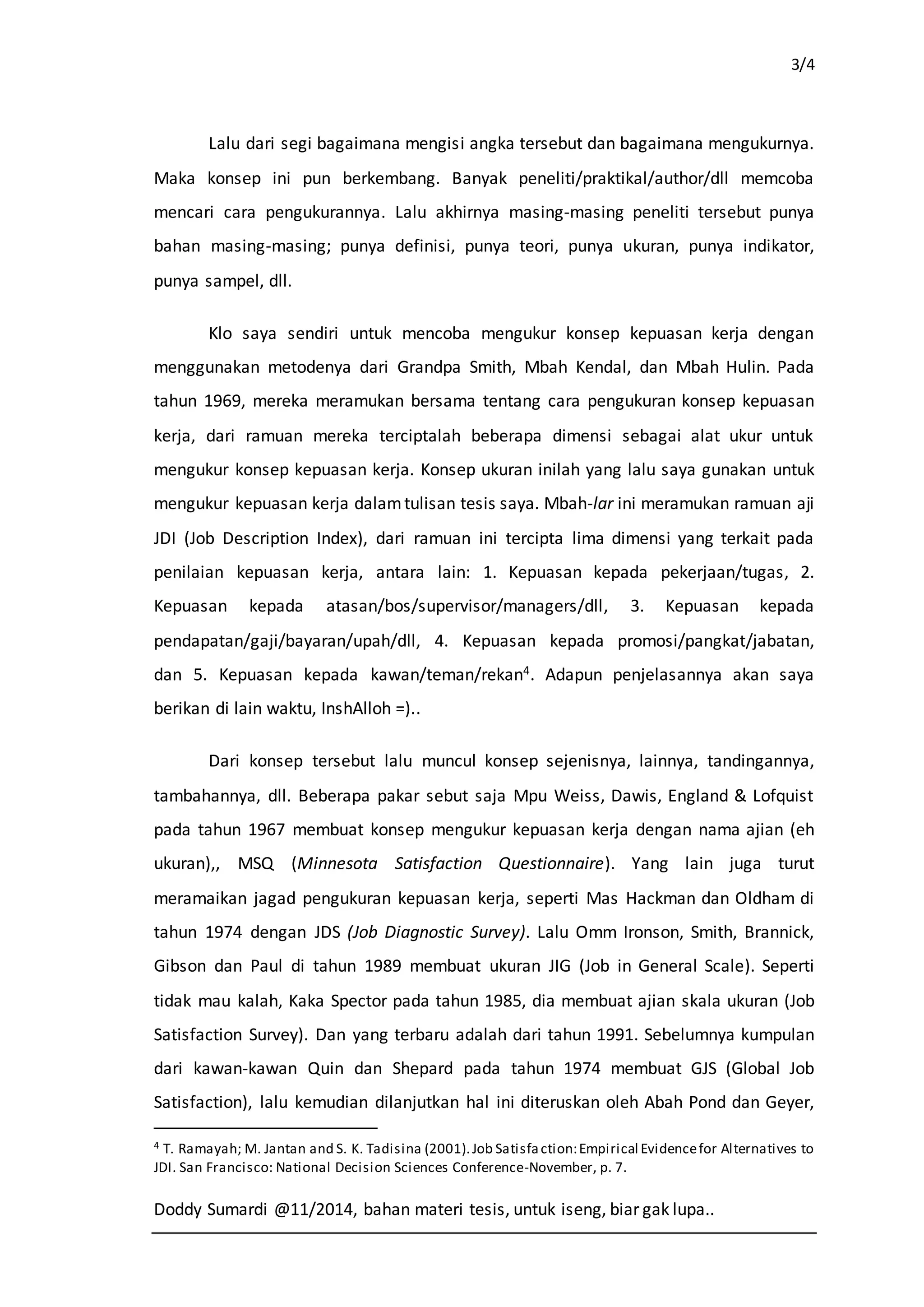 Kepuasan Kerja (Sejarah, Definisi, dan ukuran) | DOCX