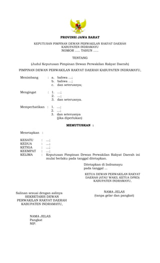 Contoh Keputusan Pimpinan DPRD | PDF