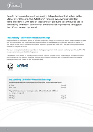 Keraflo Aylesbury Delayed Action Float Valves Brochure | PDF