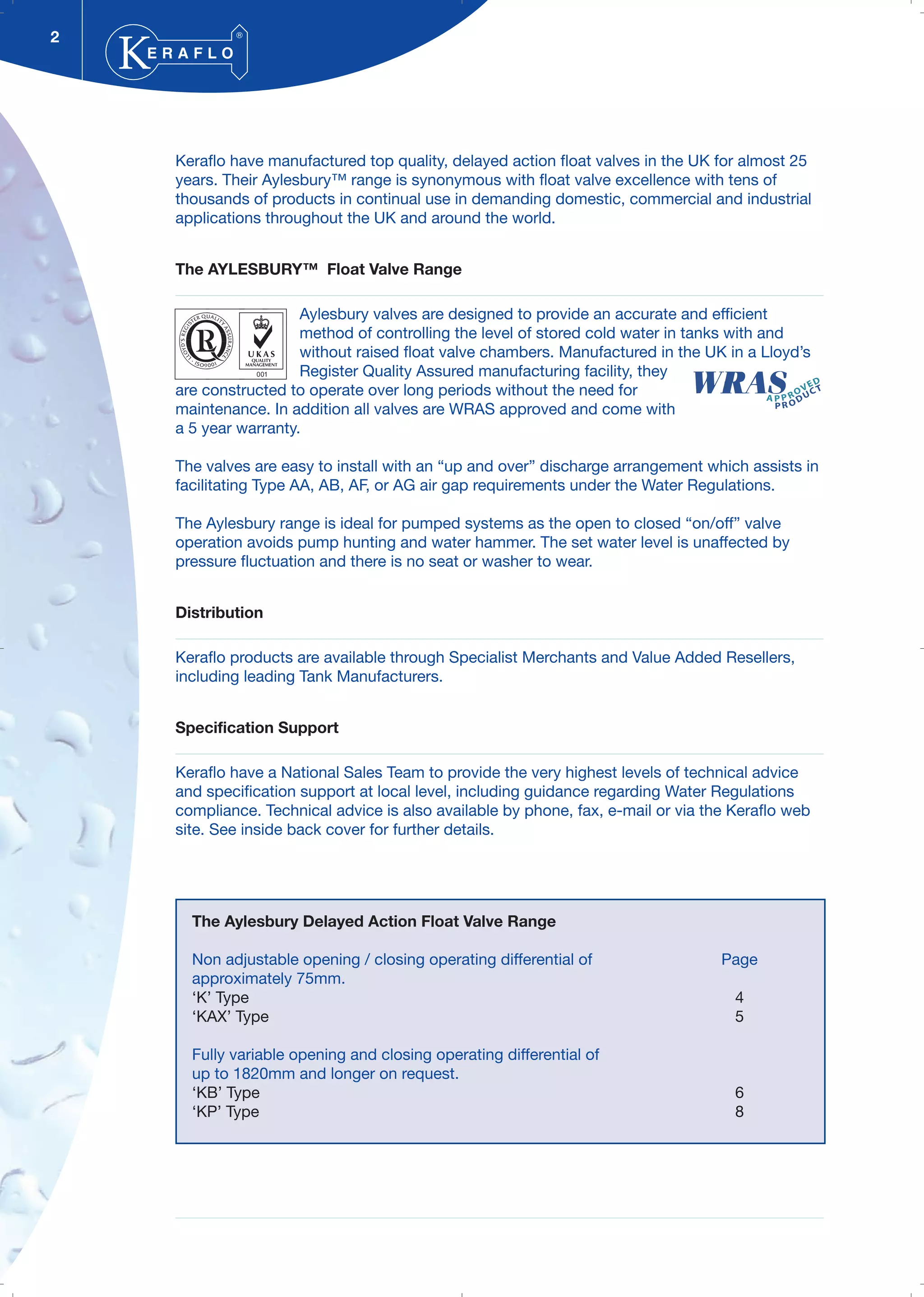 Keraflo Aylesbury Float Valve Range - Product Brochure | PDF