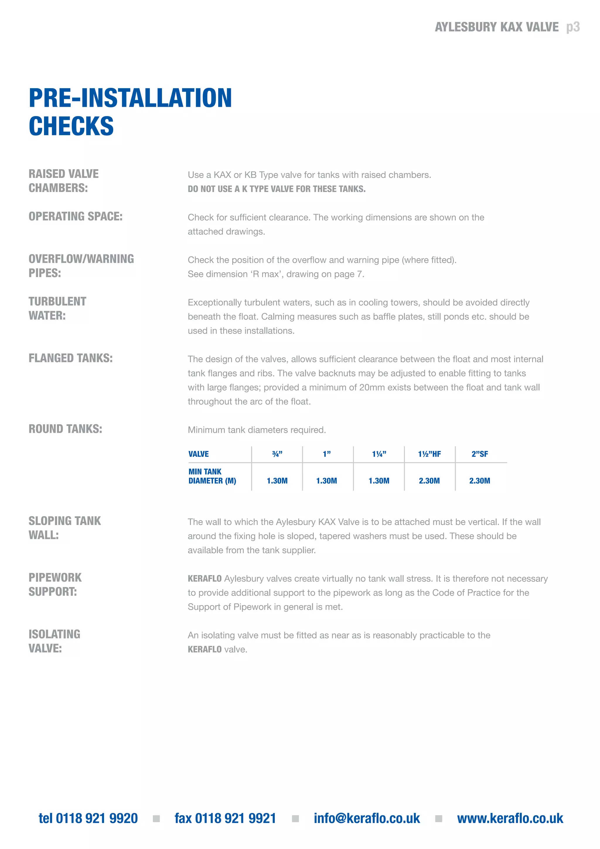 Keraflo KAX Type Float Valve Installation Guide | PDF