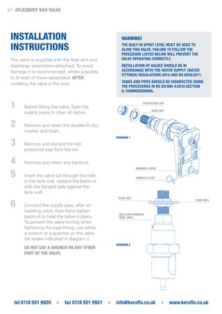 Keraflo KAX Type Float Valve Installation Guide | PDF