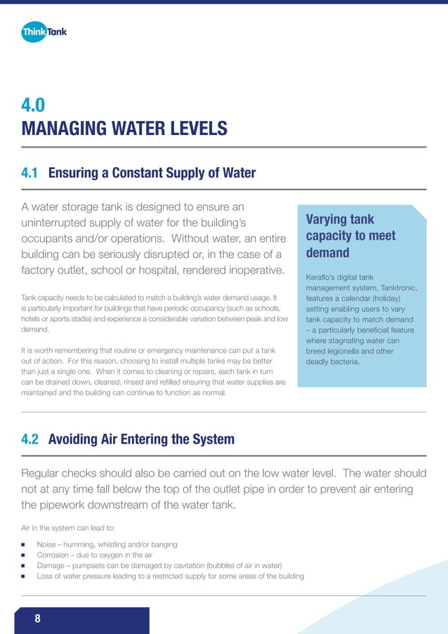 Keraflo Think Tank Best Practice - Water Tank Management | PDF