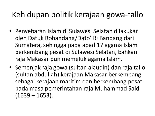 Kerajaan Gowa tallo - Ternate Tidore | PPT